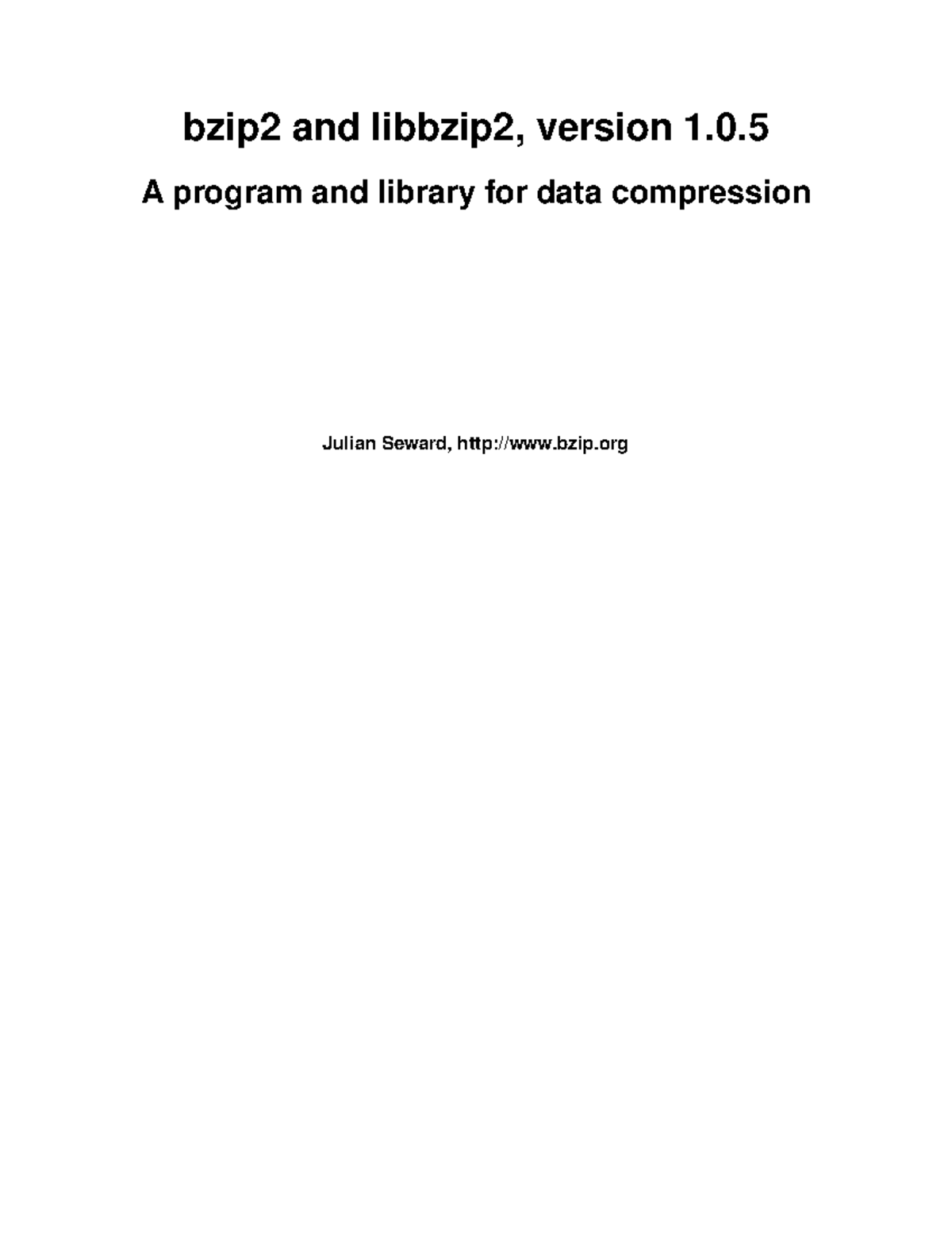 Manual - waewqeq - bzip2 and libbzip2, version 1. A program and library for data compression ...