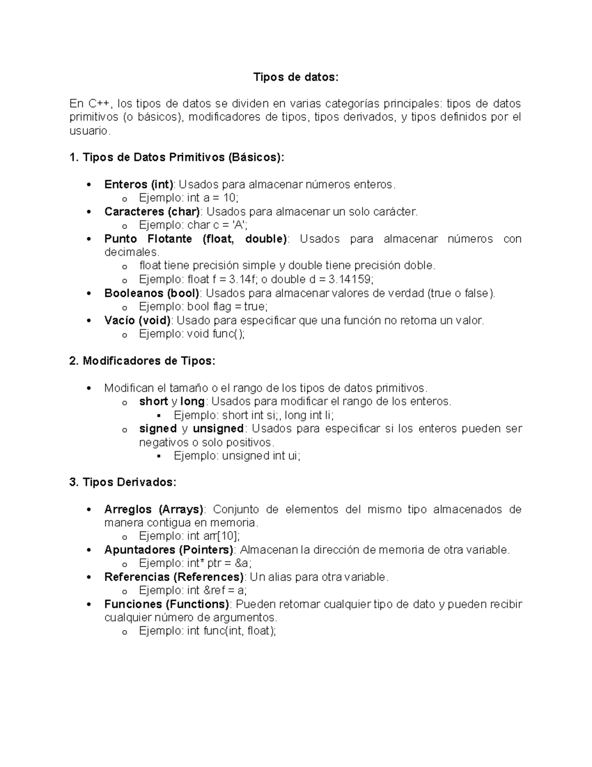 Tipos de datos en c - Tipos de datos: En C++, los tipos de datos se dividen en varias categorías ...