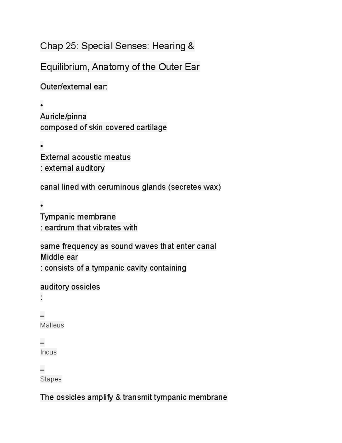 Special senses - the ear - anatomy - Chap 25: Special Senses: Hearing ...