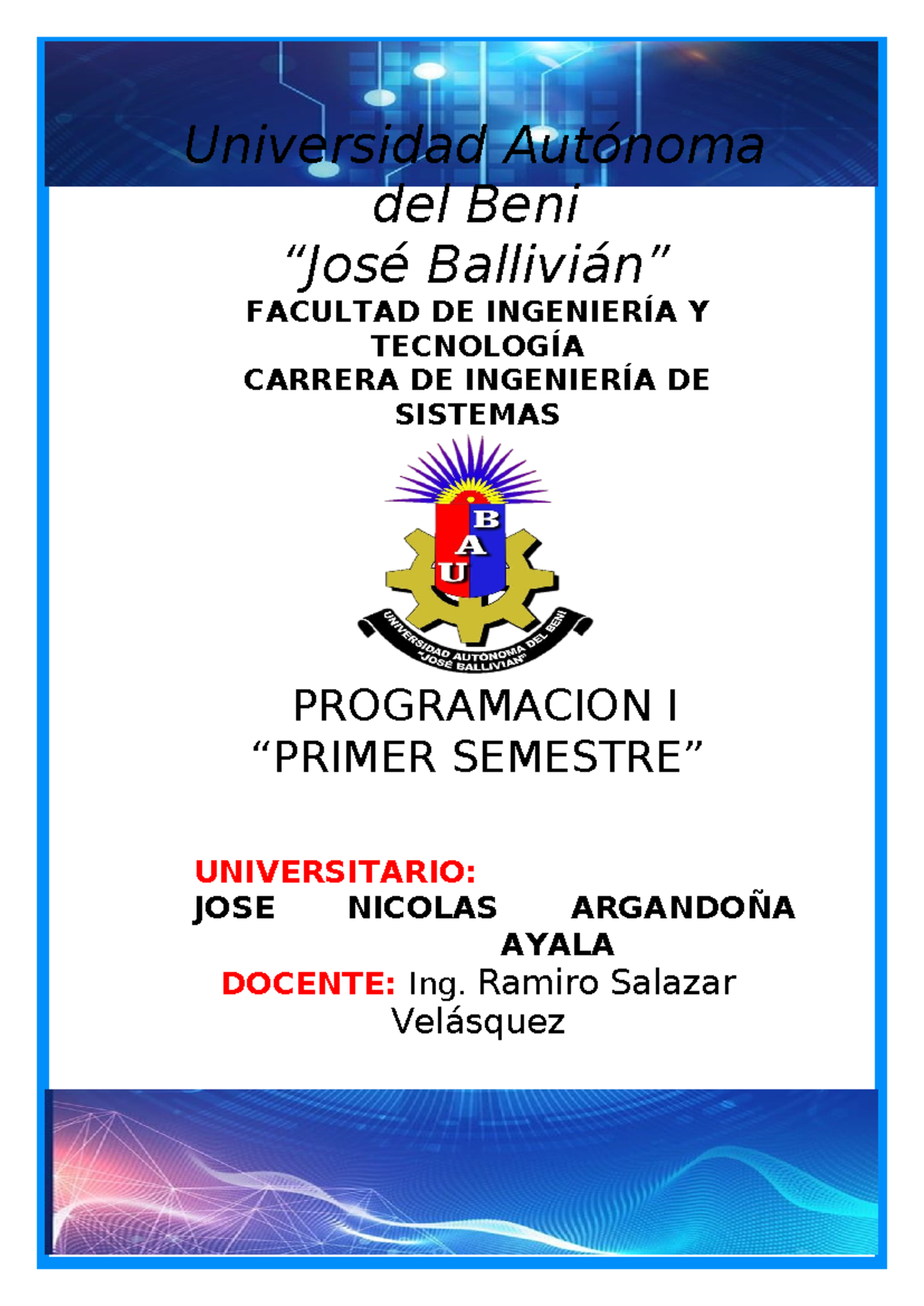 Practica #1 Programacion - introducción a la programación - Universidad ...
