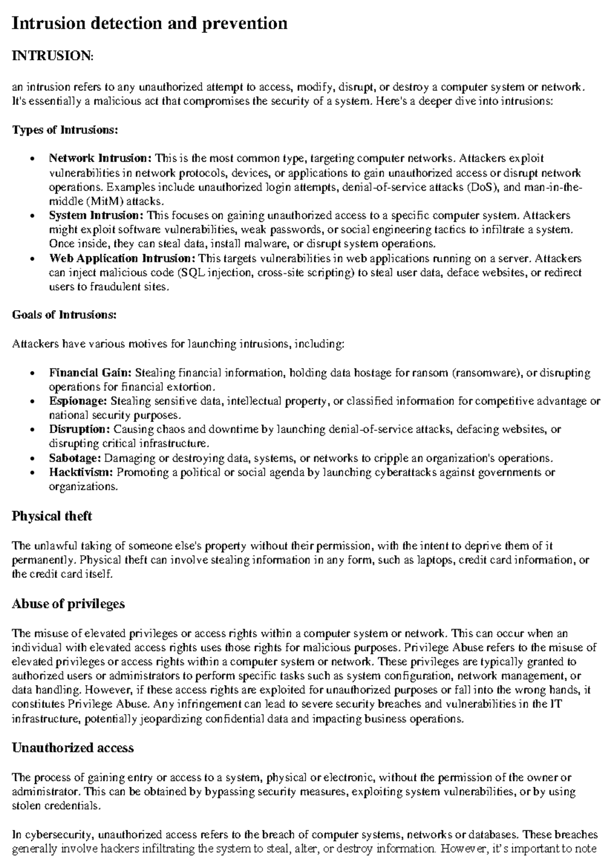 Intrusion detection and prevention - Intrusion detection and prevention INTRUSION: an intrusion ...