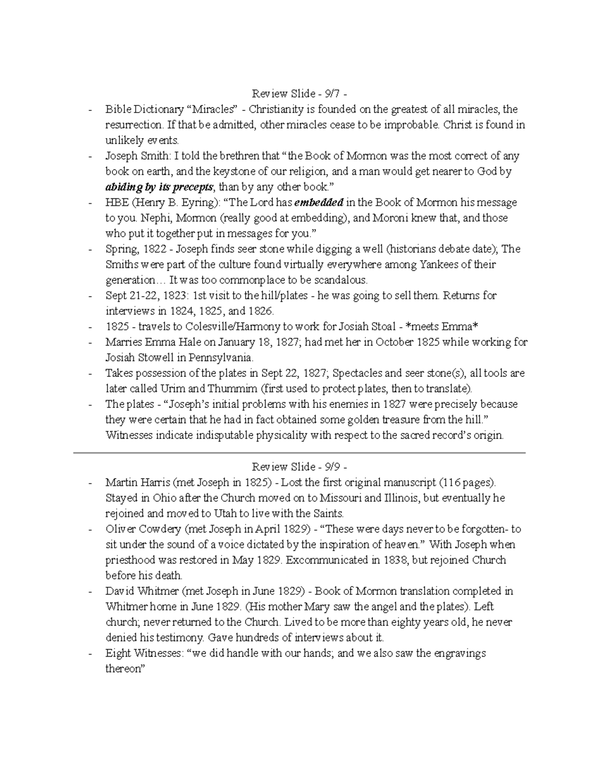 REL A 121 The Book of Mormon Notes - Review Slide - 9/7 - Bible Dictionary