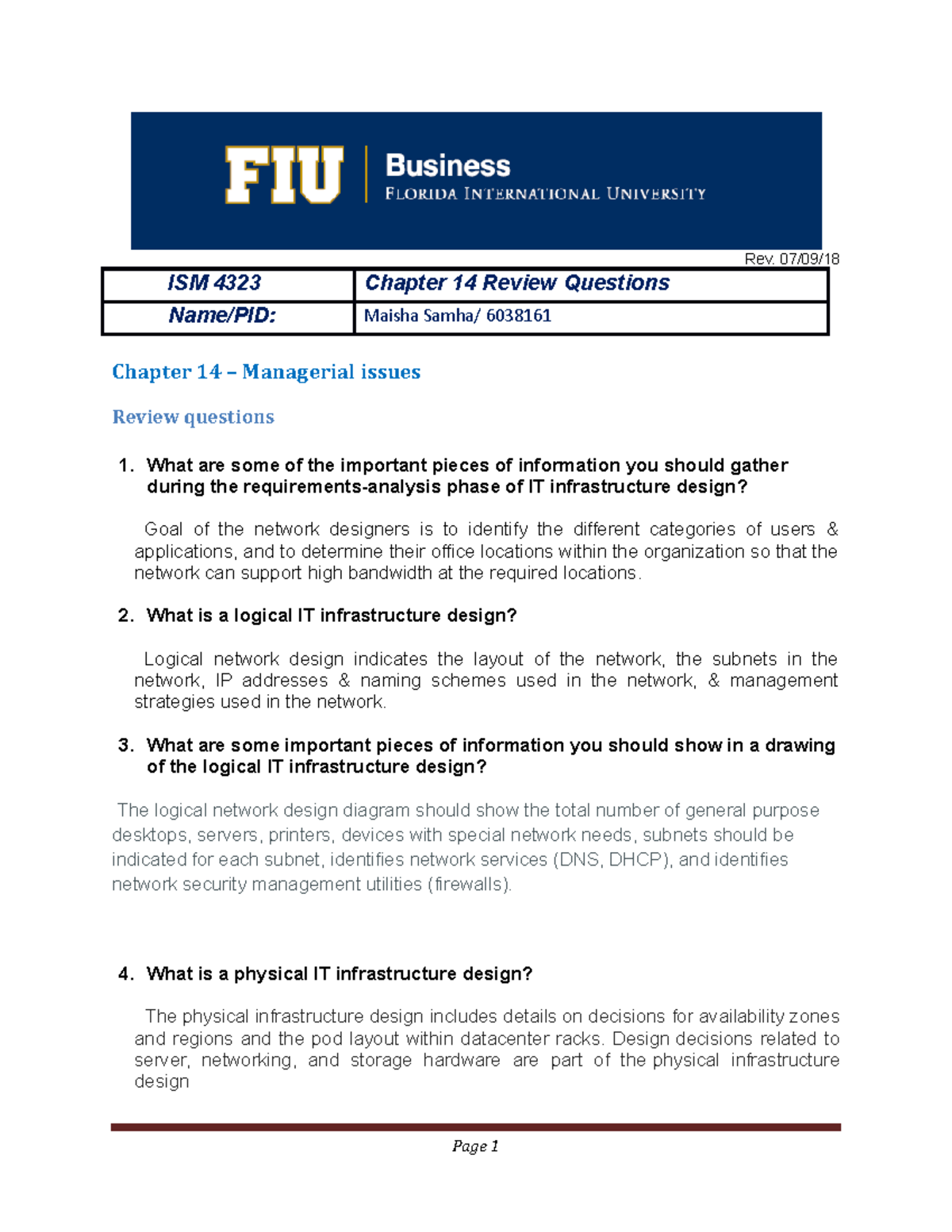 Ch14Rev - Terms those were in the final. - Rev. 07/09/18 ISM 4323 ...