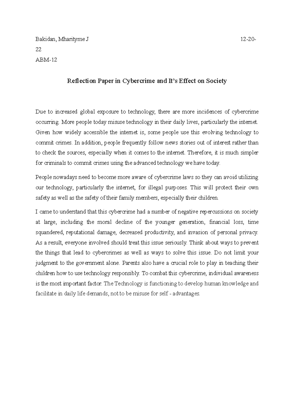 Reflection in MIL - Media and Information Literacy - Bakidan, Mharityme ...