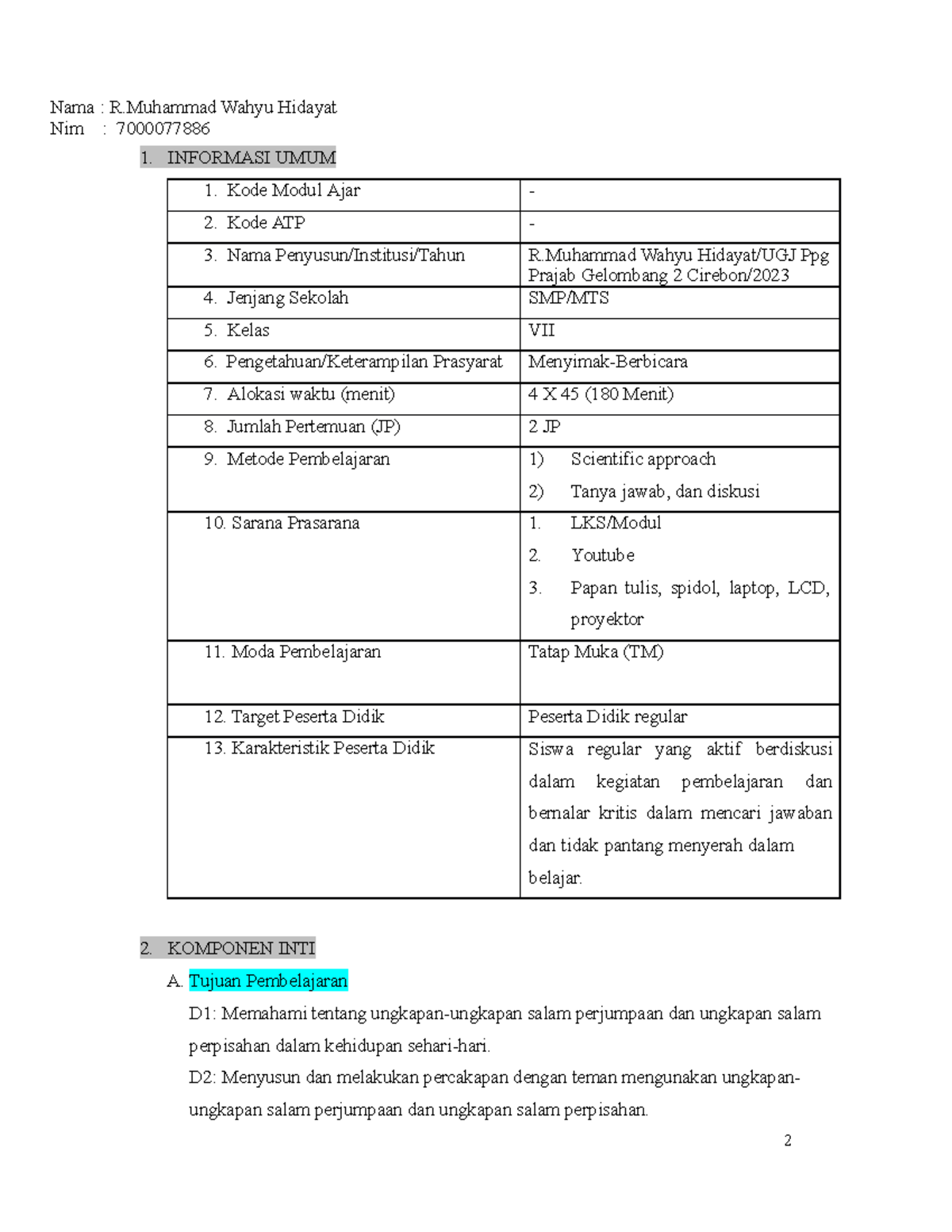 Aksi Nyata Topik 3 R.Muhammad Wahyu Hidayat 7000077886 - Nama : R Wahyu ...