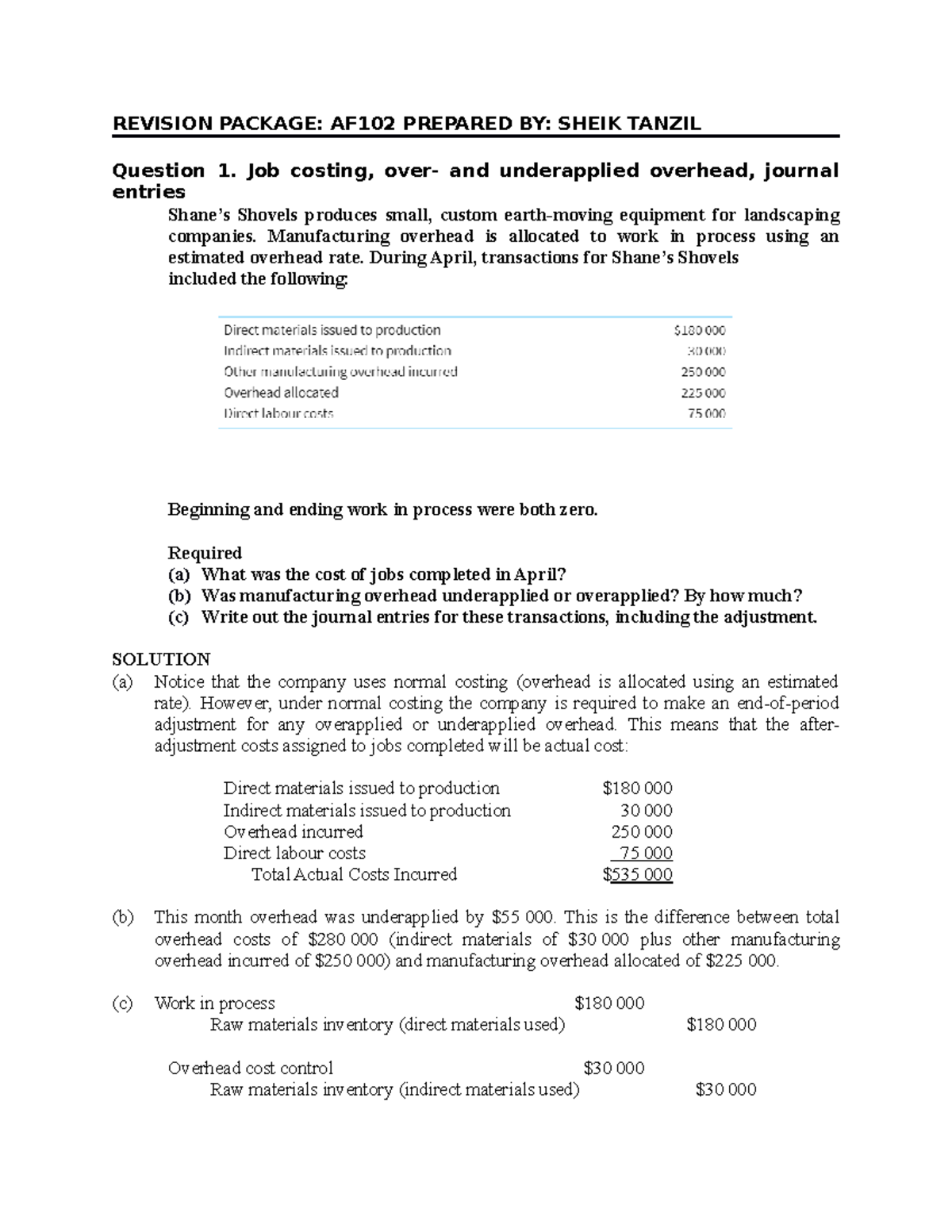 Revision Package AF102 - REVISION PACKAGE: AF102 PREPARED BY: SHEIK ...