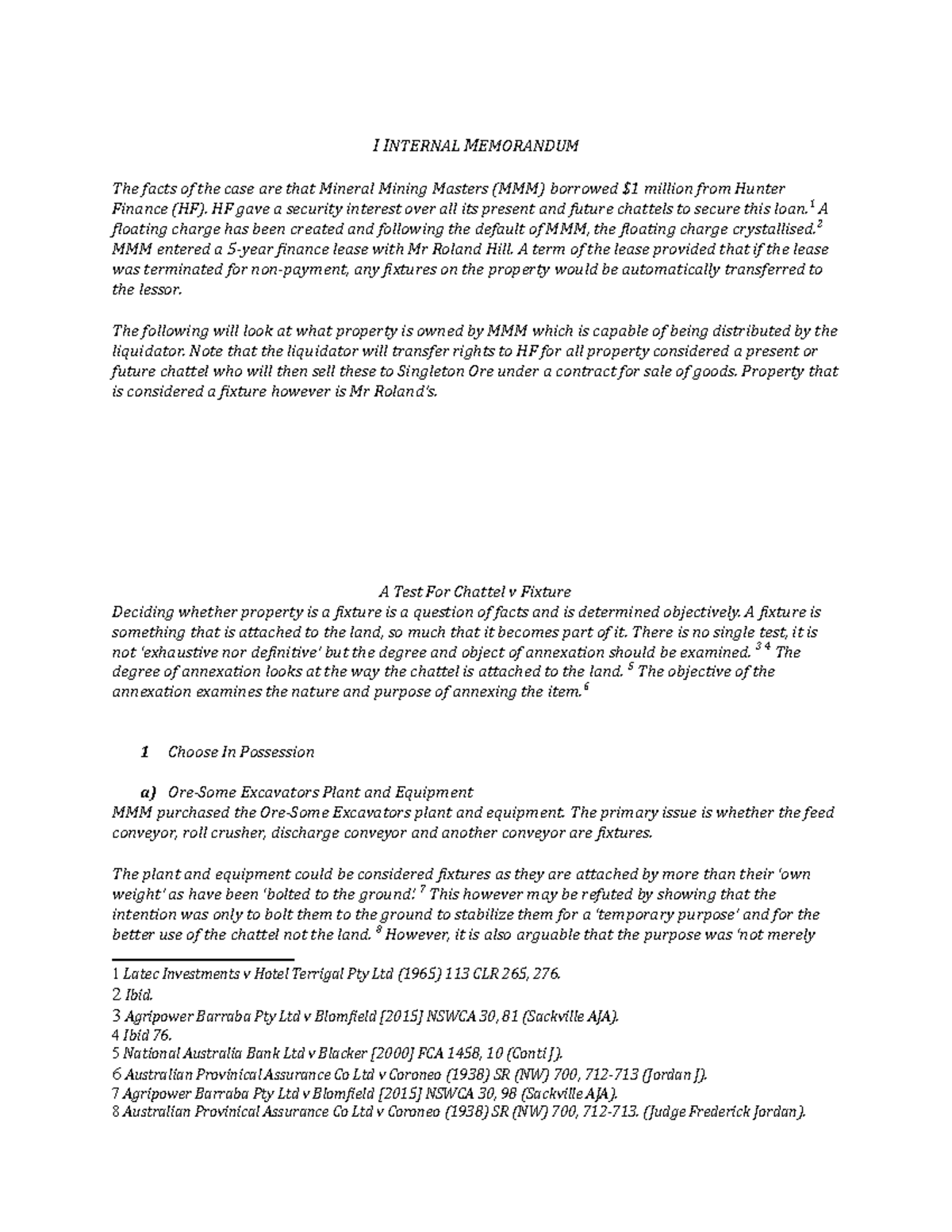 Prop Assignment 1 I Internal Memorandum The Facts Of The Case Are That Mineral Mining Masters