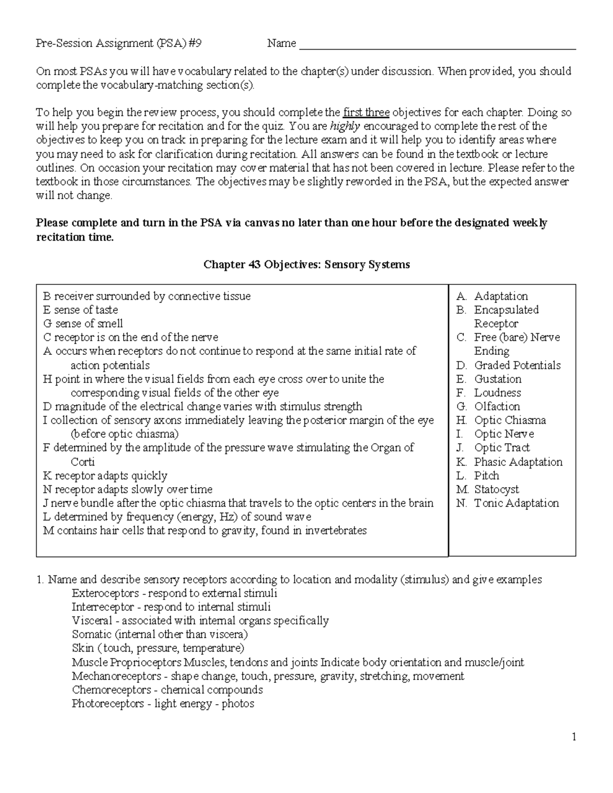 PSA 9 SP24 - Pre-Session Assignment (PSA) # 9 Name