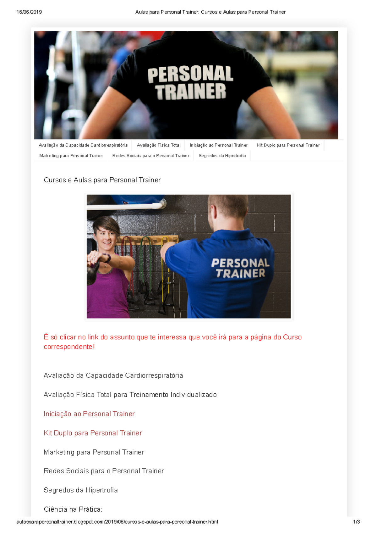 Aulas para Personal Trainer Cursos e Aulas para Personal Trainer - 16/06/2019 Aulas para ...