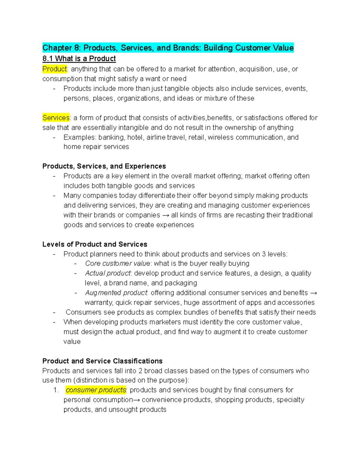 Final Exam Study Guide - Chapter 8: Products, Services, and Brands ...