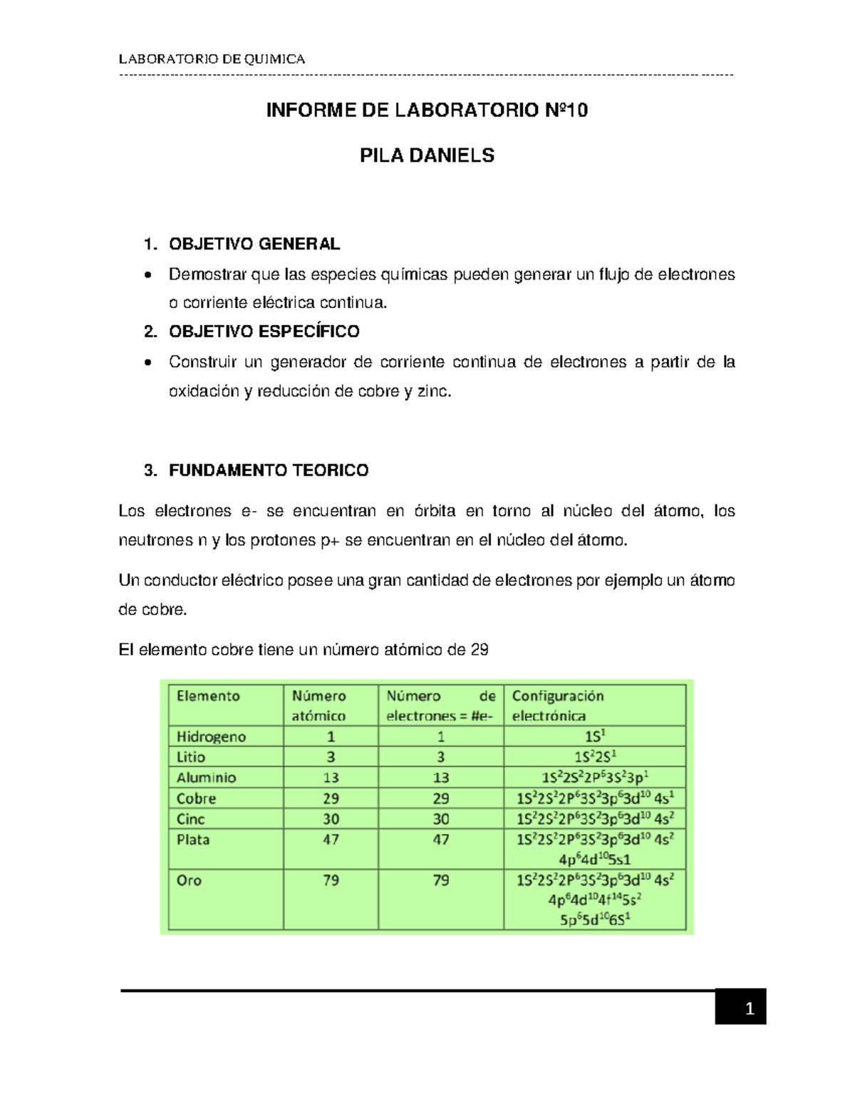 Pila De Daniels 10 Autoguardado Laboratorio De Quimica Informe De