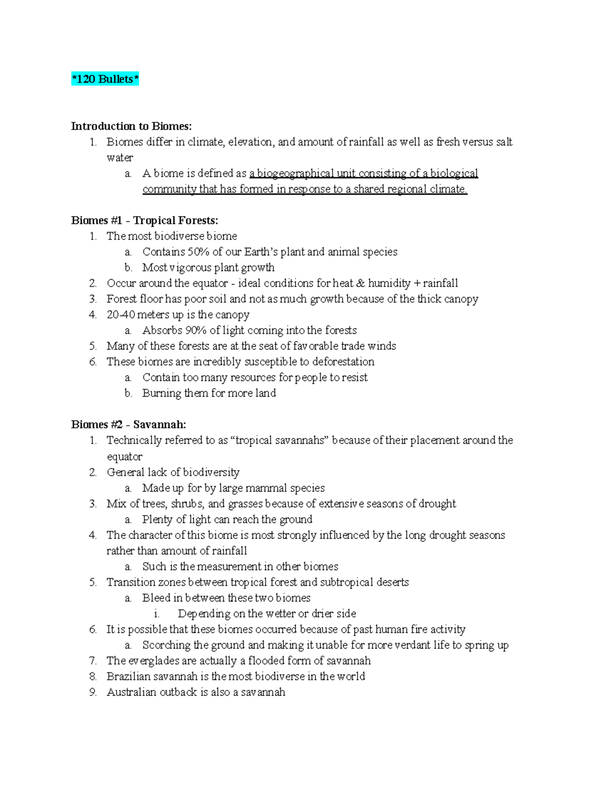 EG Biome + Catastrophe Videos Notes - 120 Bullets Introduction to ...