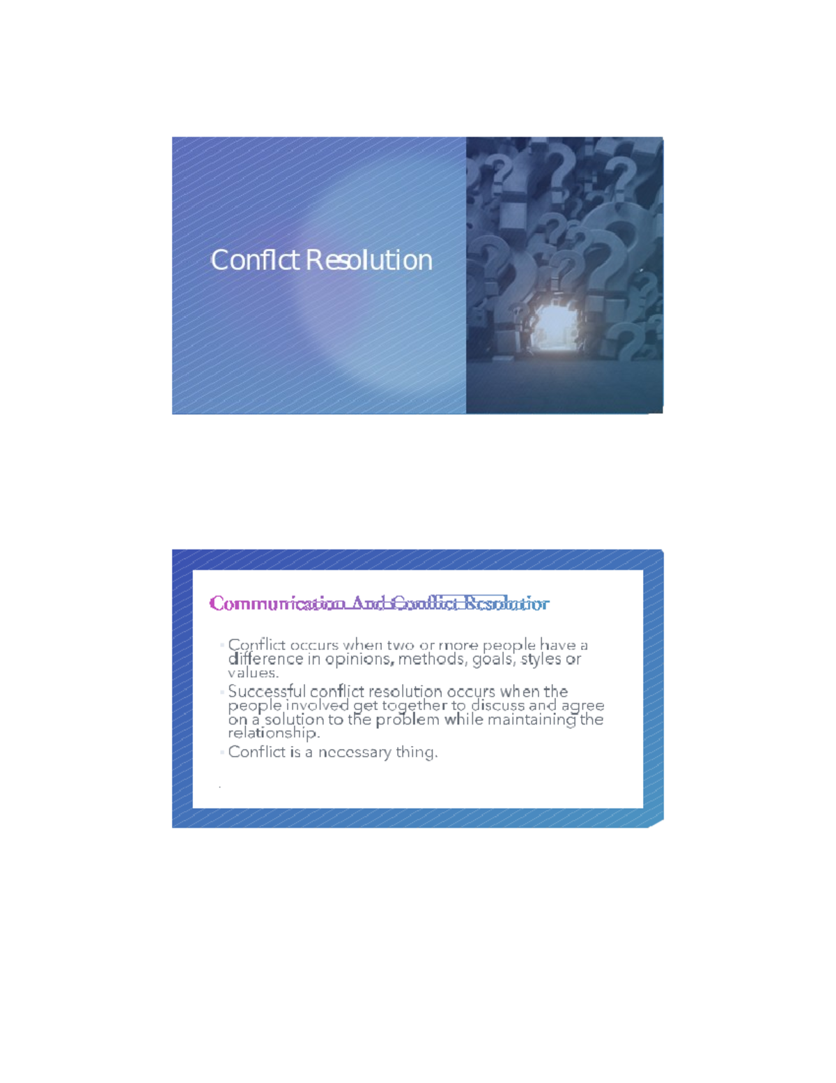 Conflict Resolution lecture notes - 244-006 - Studocu