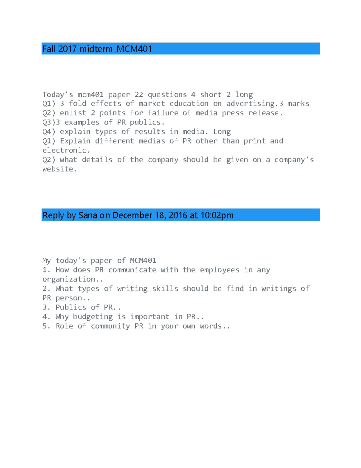 401 - own notes - Fall 2017 midterm_MCM Today's mcm401 paper 22 ...