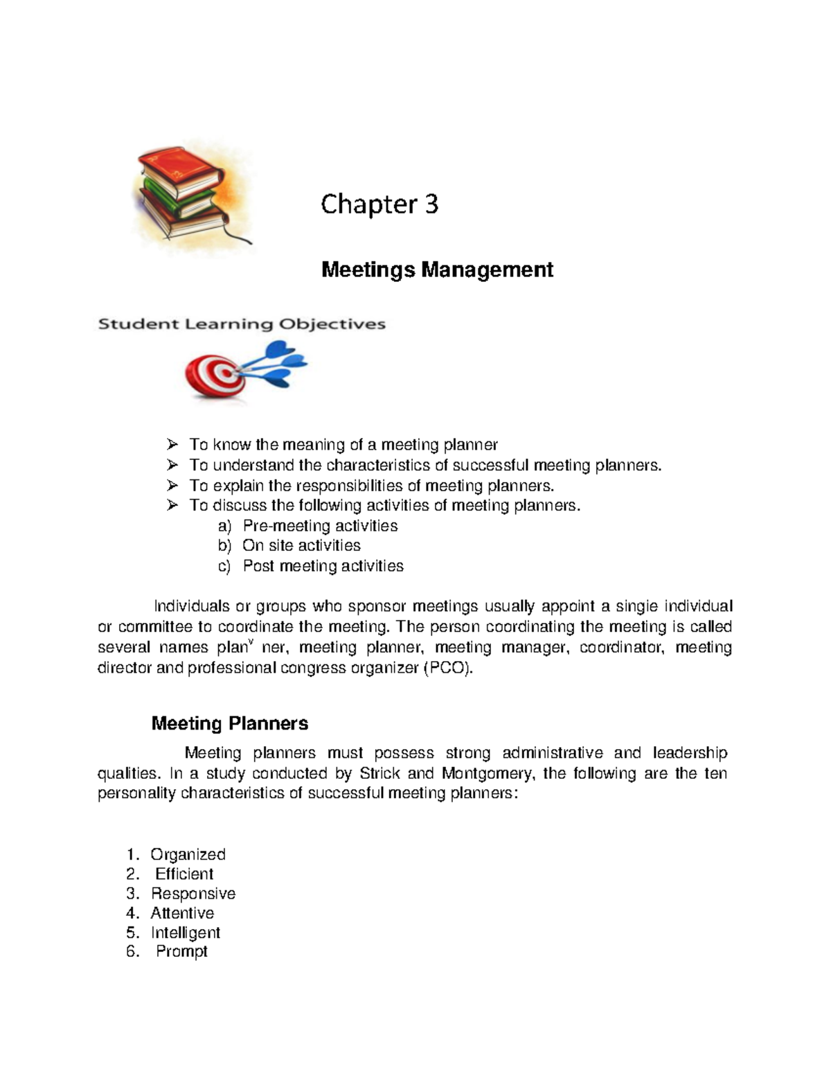 Copy-of- Telecp 11 Chapter-3 - Chapter 3 Meetings Management To know ...