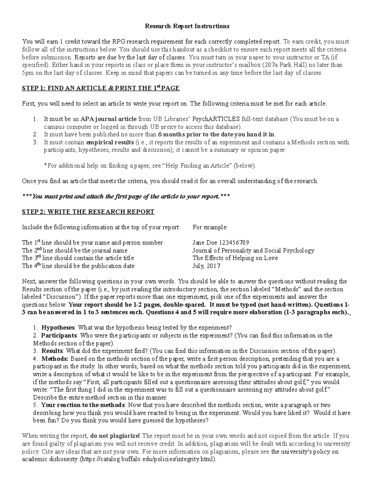 Research Report Instructions - To earn credit, you must follow all of ...