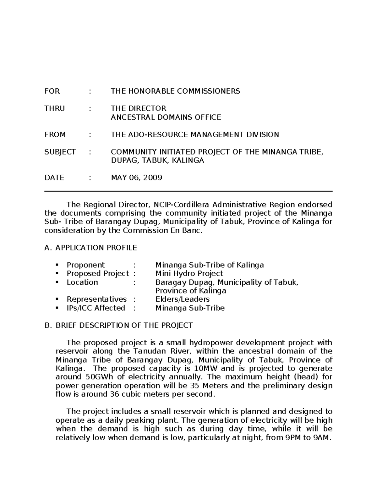 Dupag - EXERCISE PRIORITY RIGHTS - FOR : THE HONORABLE COMMISSIONERS ...
