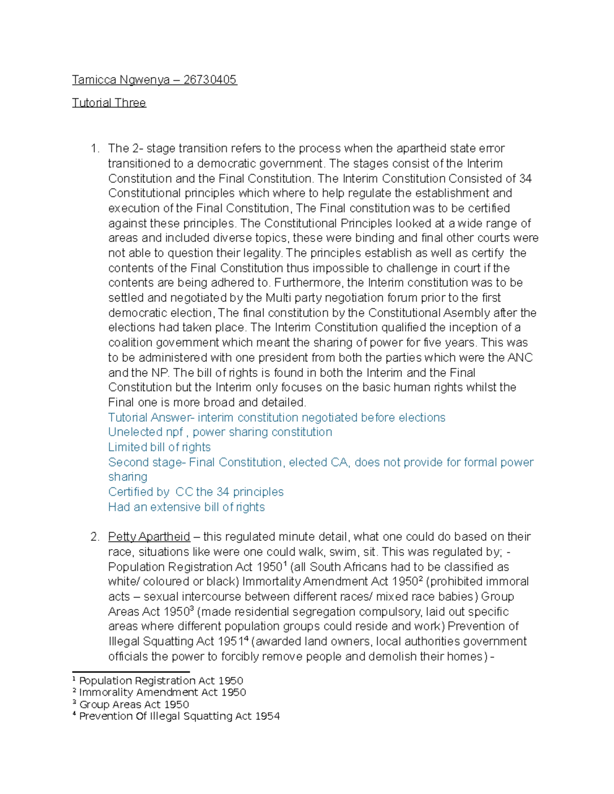 Introes tutorial 3 - Tamicca Ngwenya – 26730405 Tutorial Three 1. The 2 ...