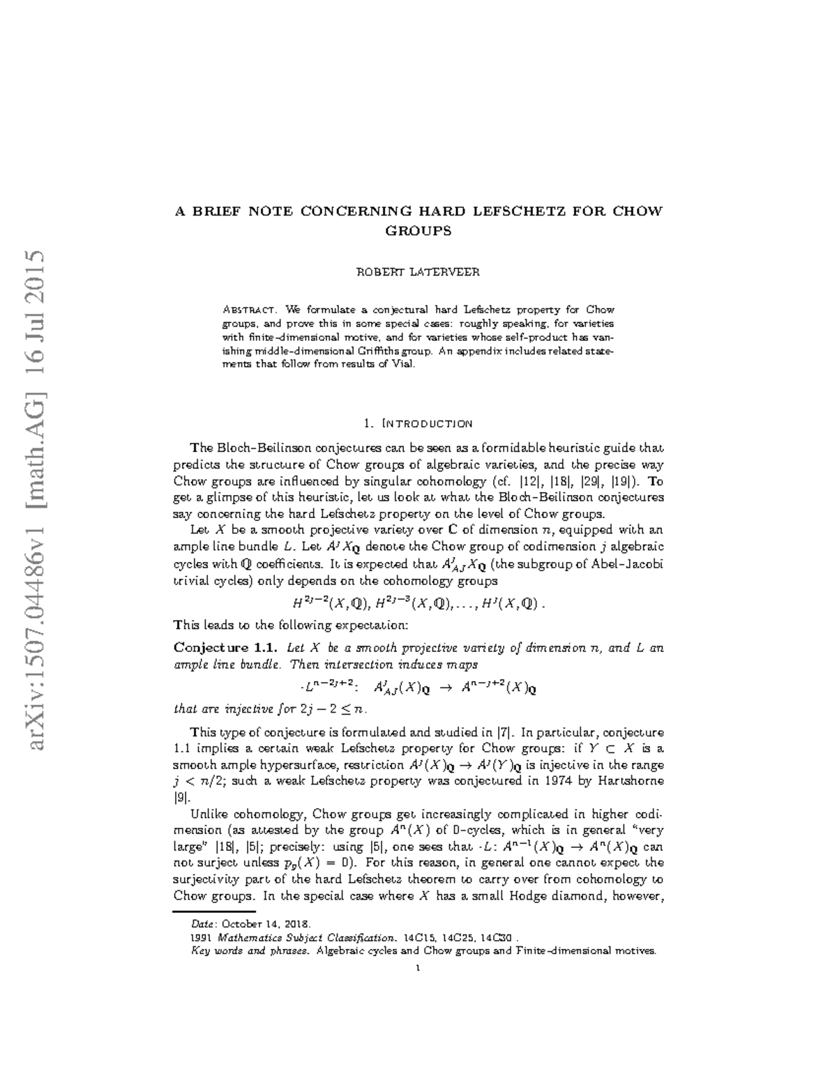 1507 - Cours - arXiv:1507 [math] 16 Jul 2015 A BRIEF NOTE CONCERNING ...