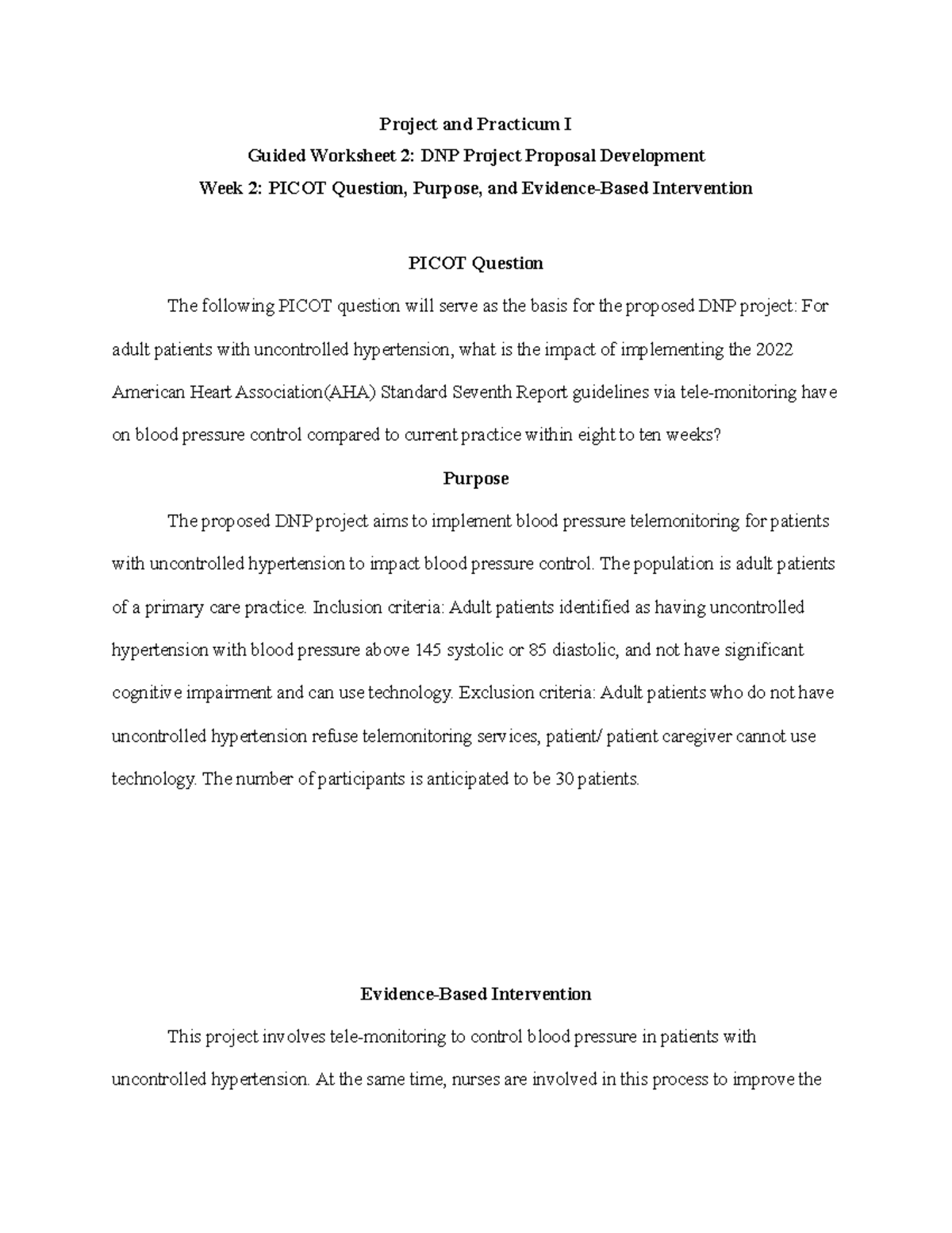 Week 2 Guided Worksheet 8 2020 - Project and Practicum I Guided ...