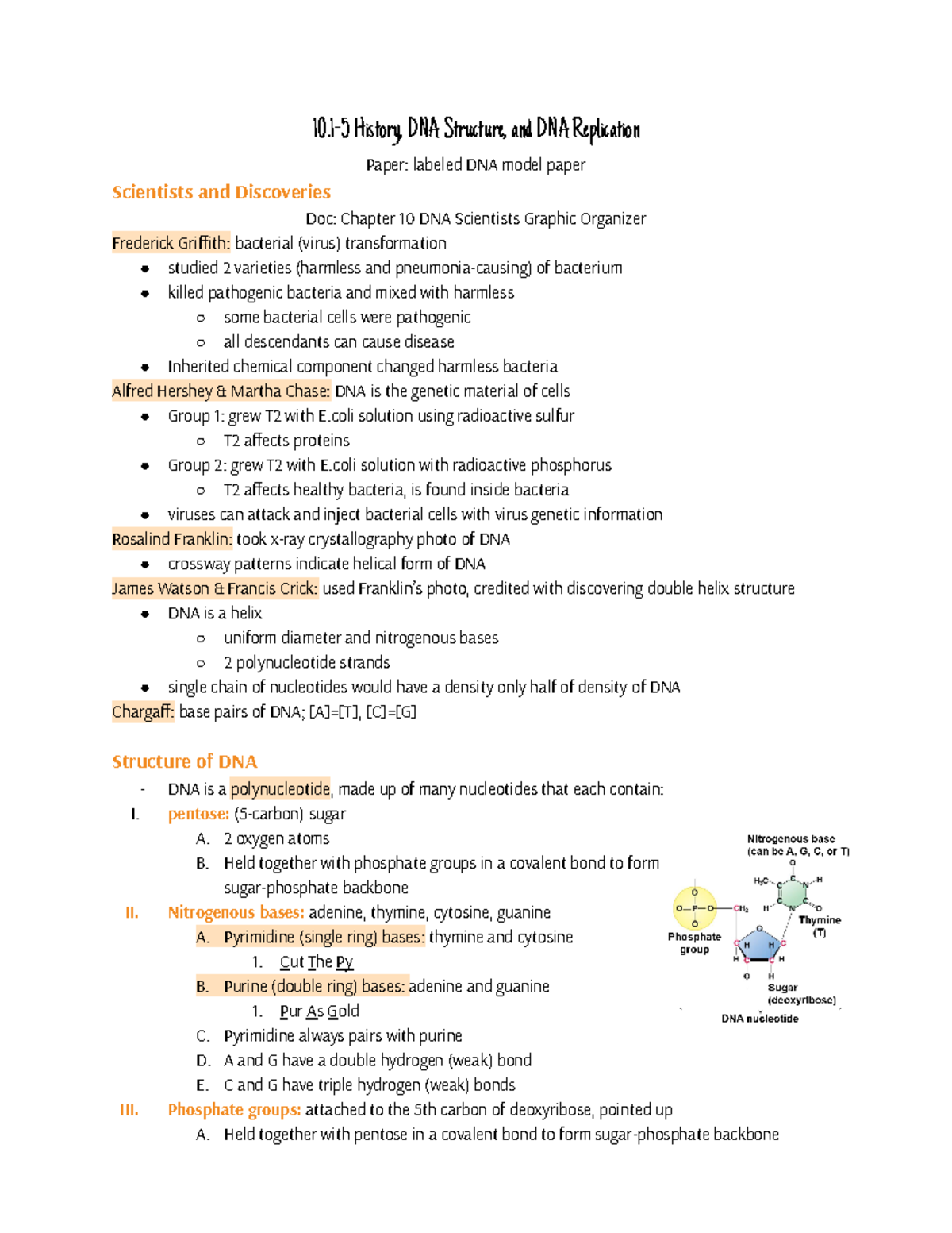 Biology Chapter 10 Notes Molecular Biology of the Gene - 10-5 History ...