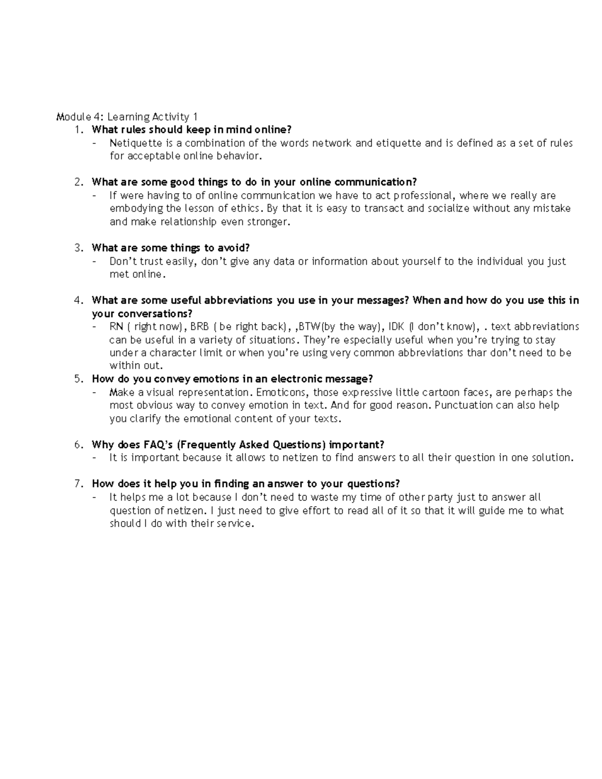 Module 4 lite 2 - Module 4: Learning Activity 1 1. What rules should ...
