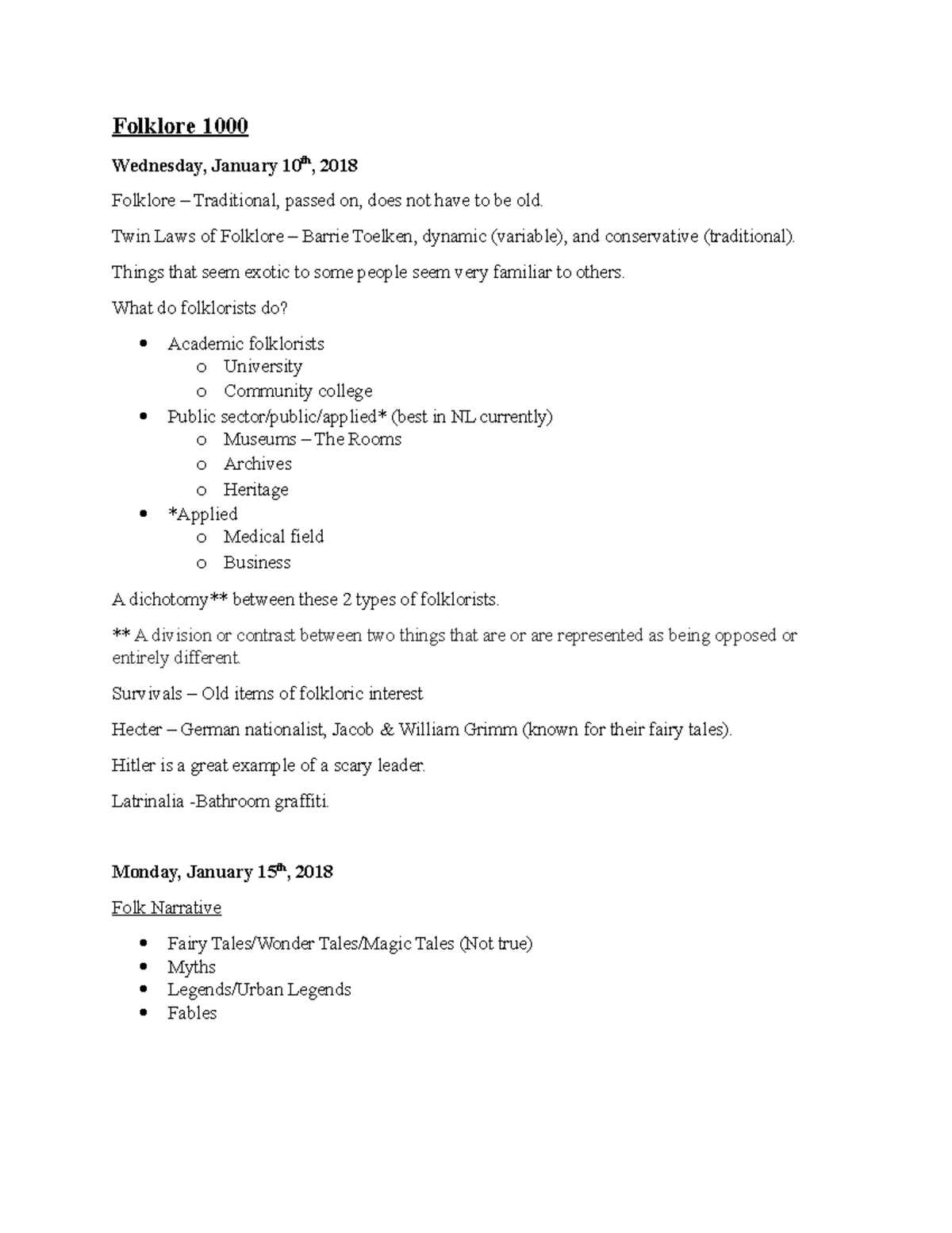 Folklore 1000 notes - Folklore 1000 Wednesday, January 10th, 2018 ...