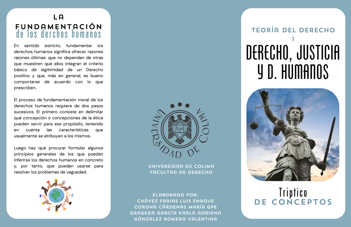 Triptico - teoría del derecho i DERECHO, JUSTICIA Y D. HUMANOS Triptico de conceptos Universidad ...