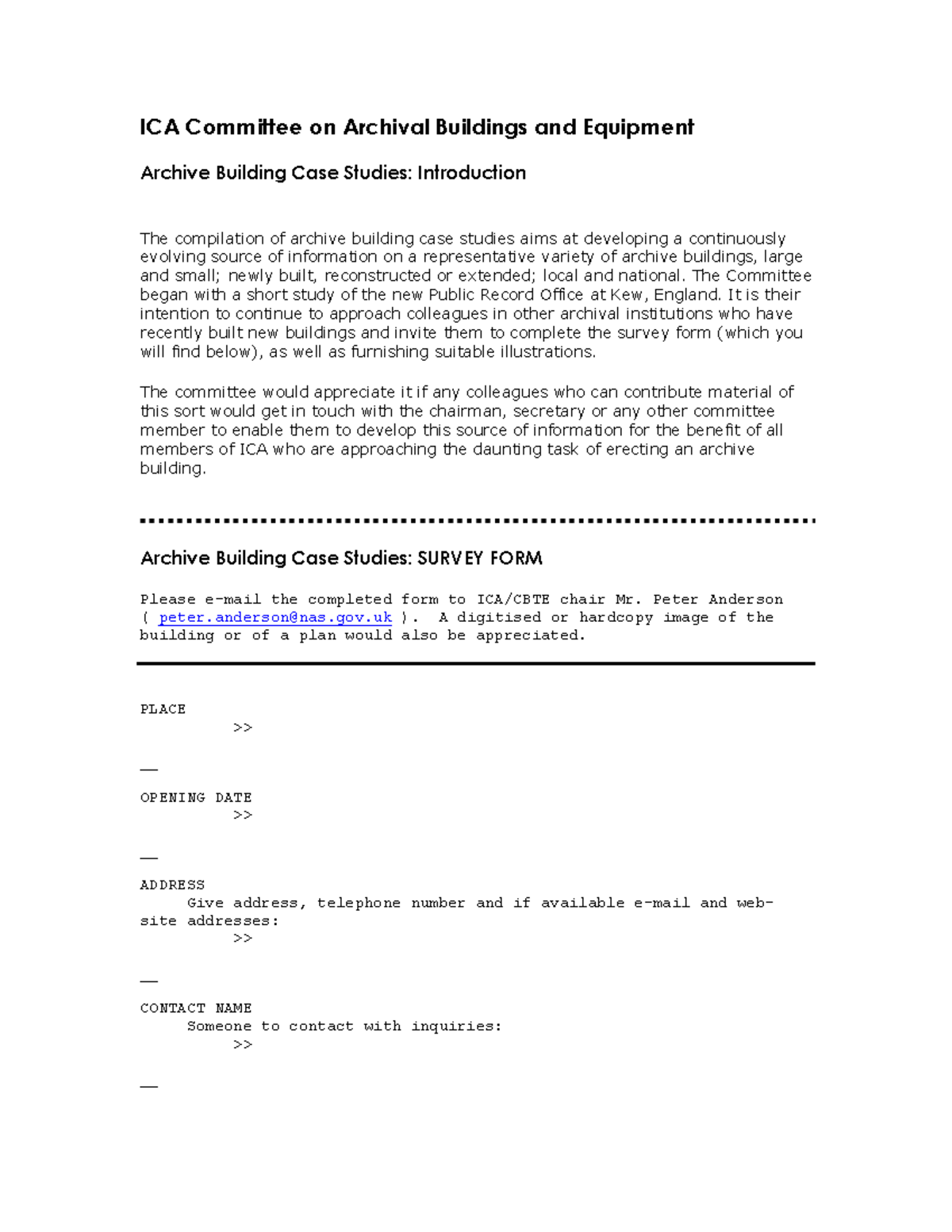 Building Case Studies Introduction and Form - ICA Committee on Archival ...
