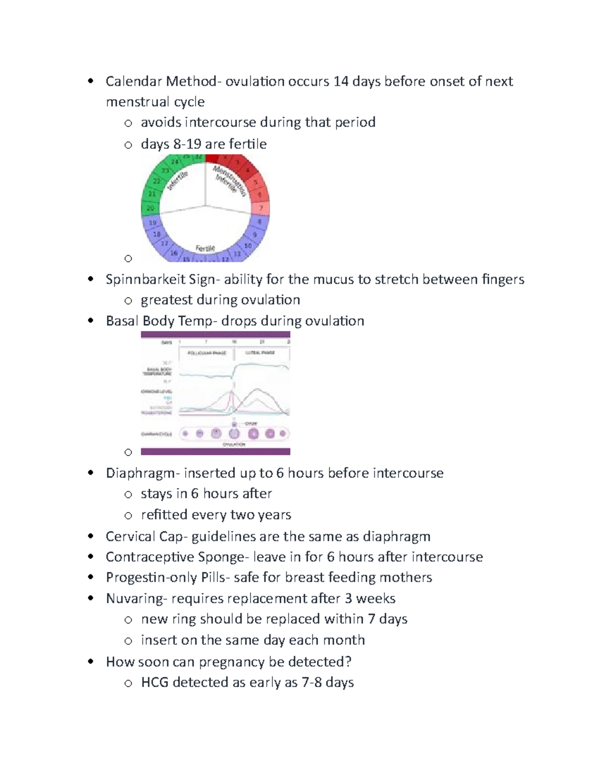 CMS study guide - n/a - Calendar Method- ovulation occurs 14 days ...