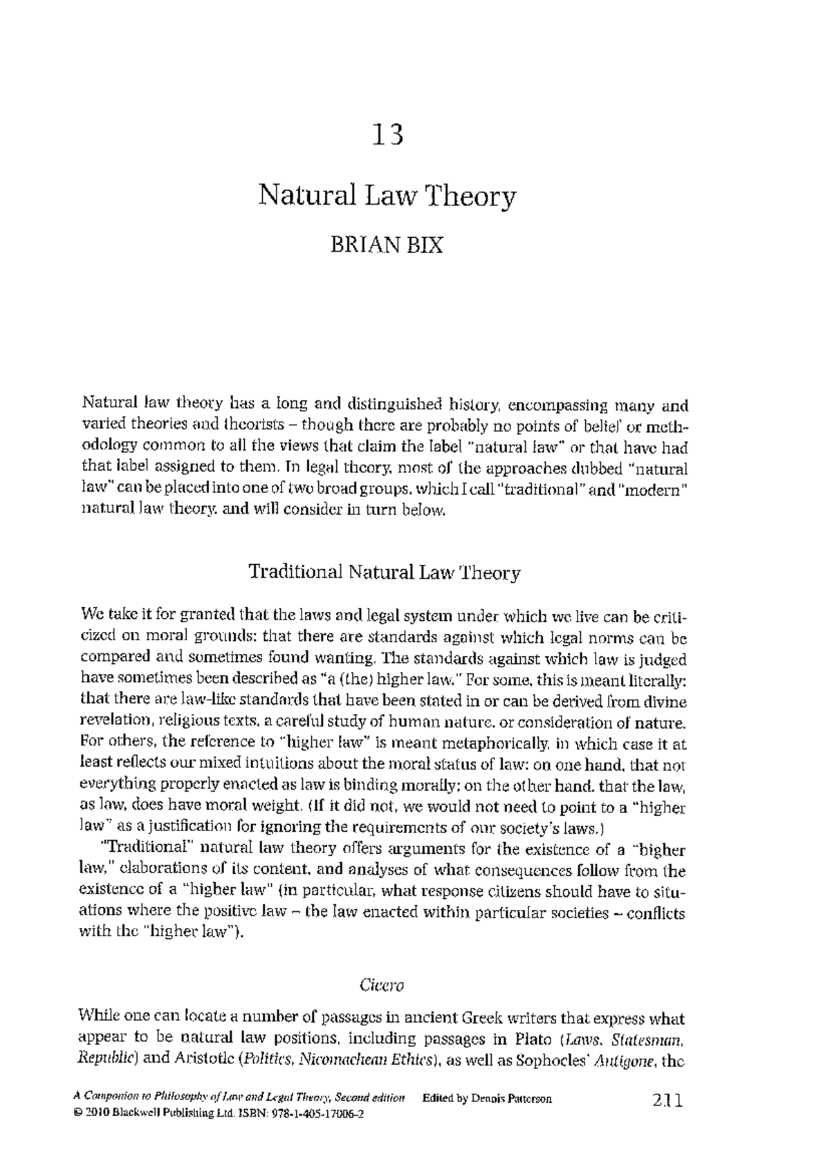 Natural Law (Brian Bix) ed (Tutorial assigments) - Law and Society ...