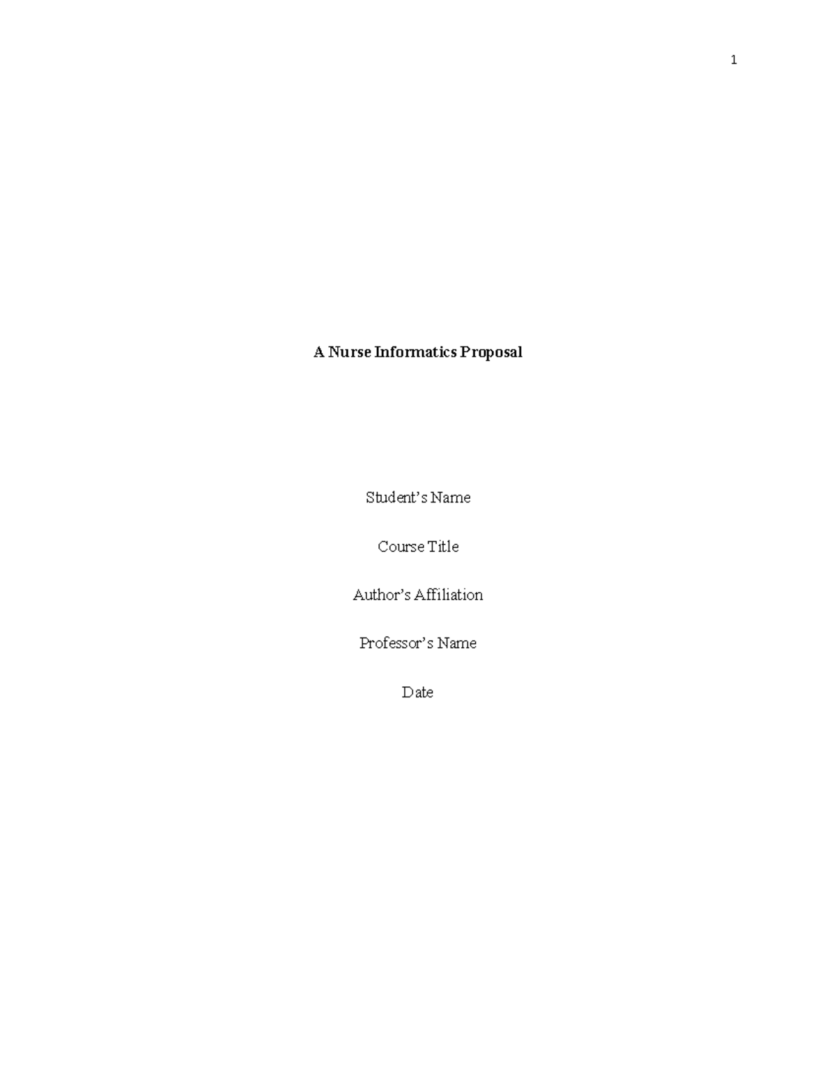 A Nurse Informatics Proposa 1 edited - A Nurse Informatics Proposal ...
