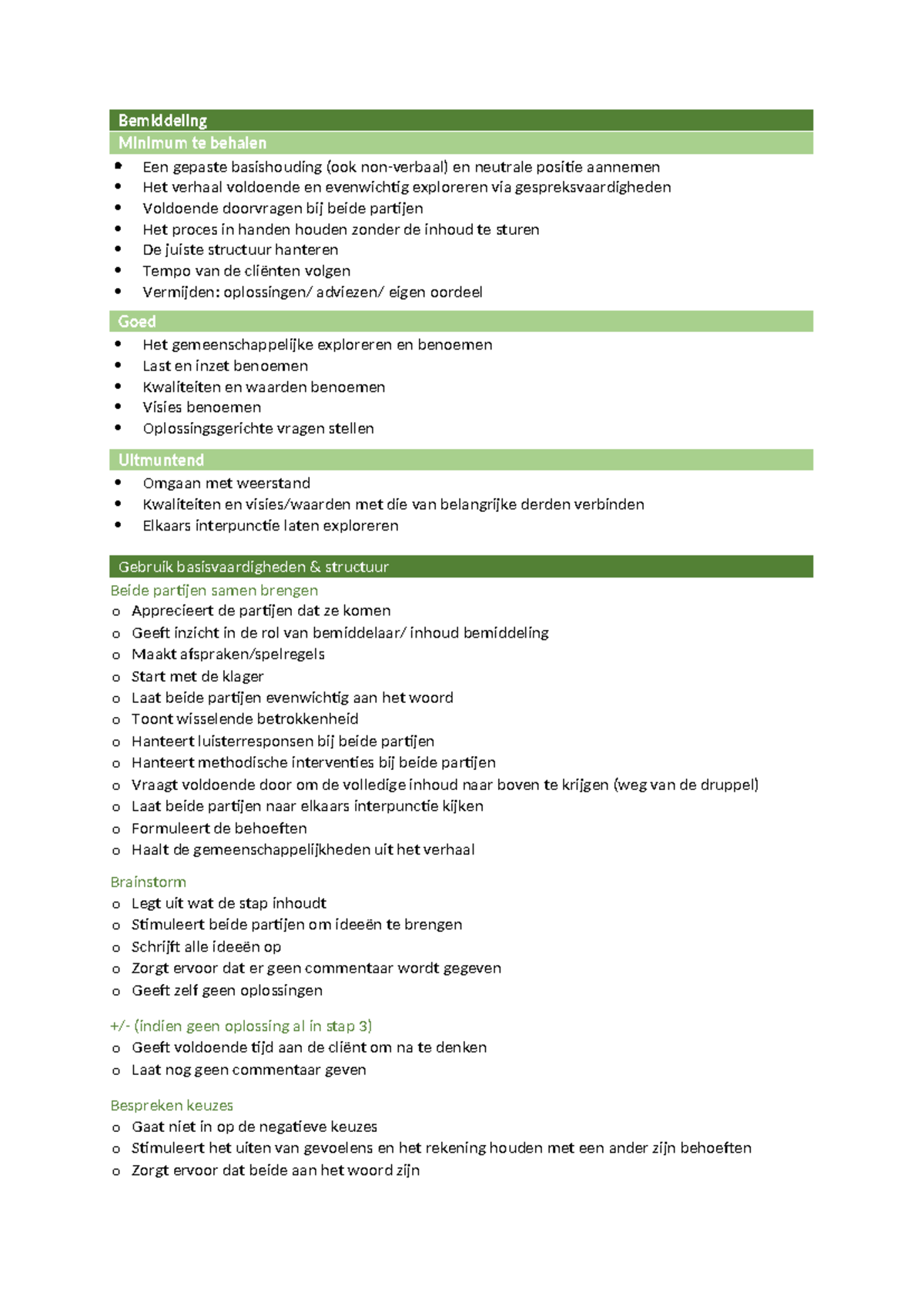 Checklist Bemiddeling - Bemiddeling Minimum te behalen Een gepaste ...