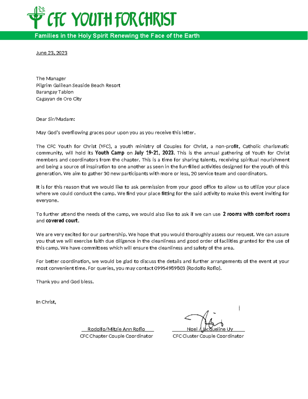 Letter-School pilgrim - Families in the Holy Spirit Renewing the Face ...