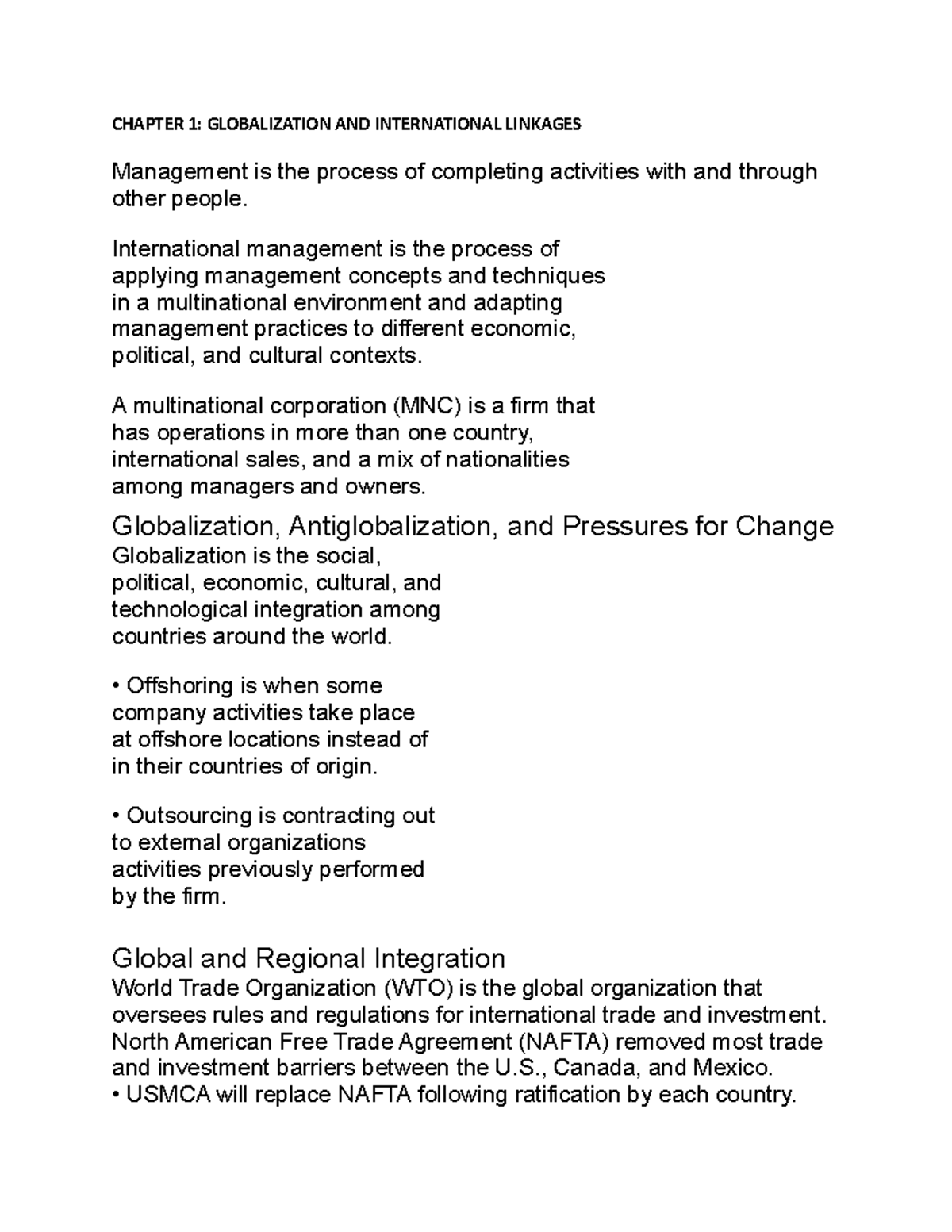 Chapter 1 Globalization and International Linkages - CHAPTER 1 ...