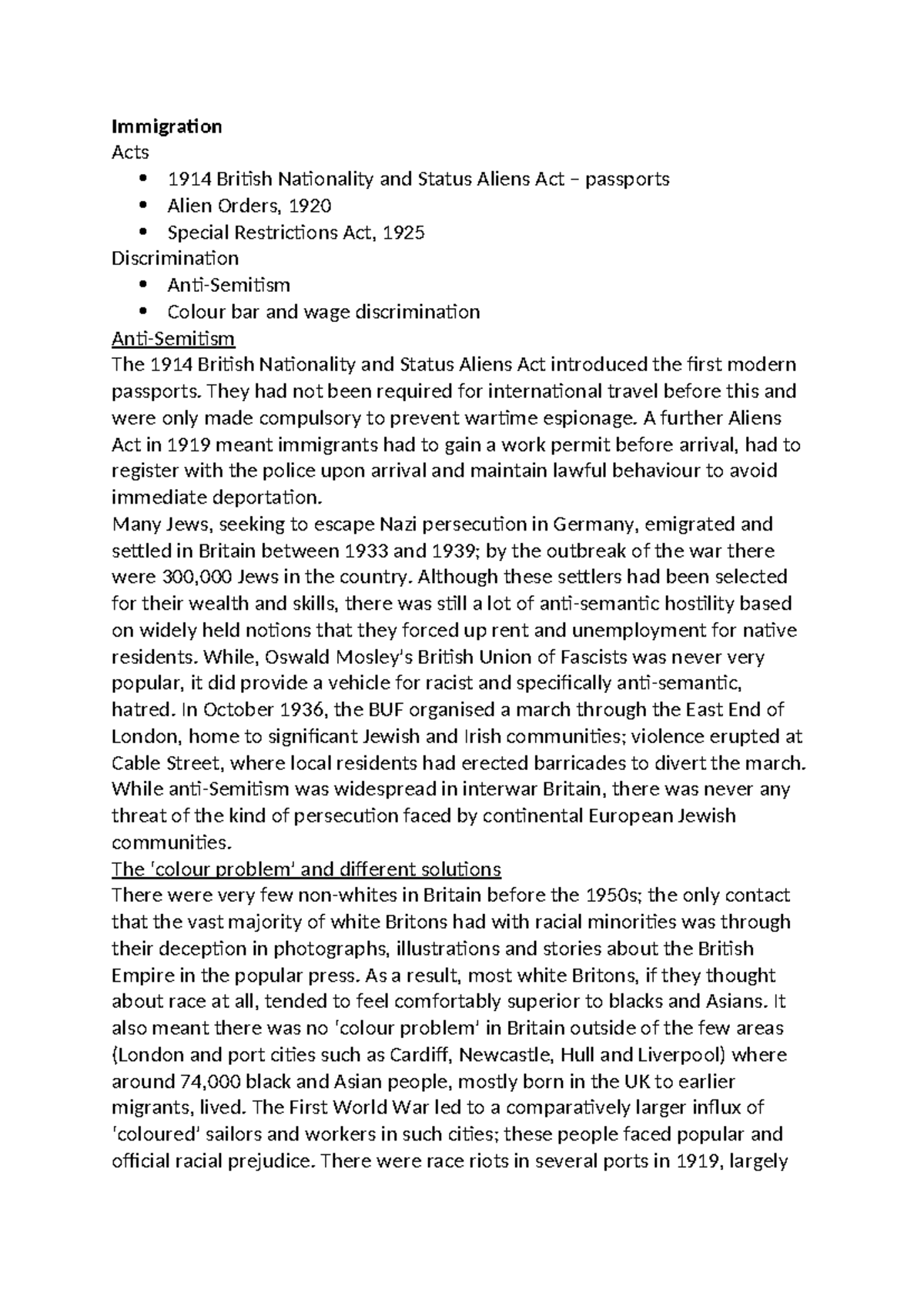Immigration - Immigration Acts 1914 British Nationality and Status ...