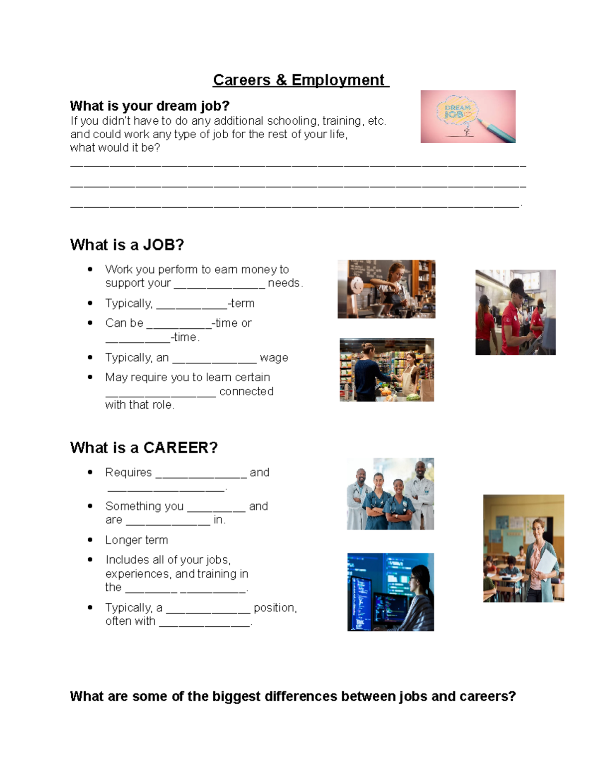 Careers and Employment Student Notes - Careers & Employment What is ...