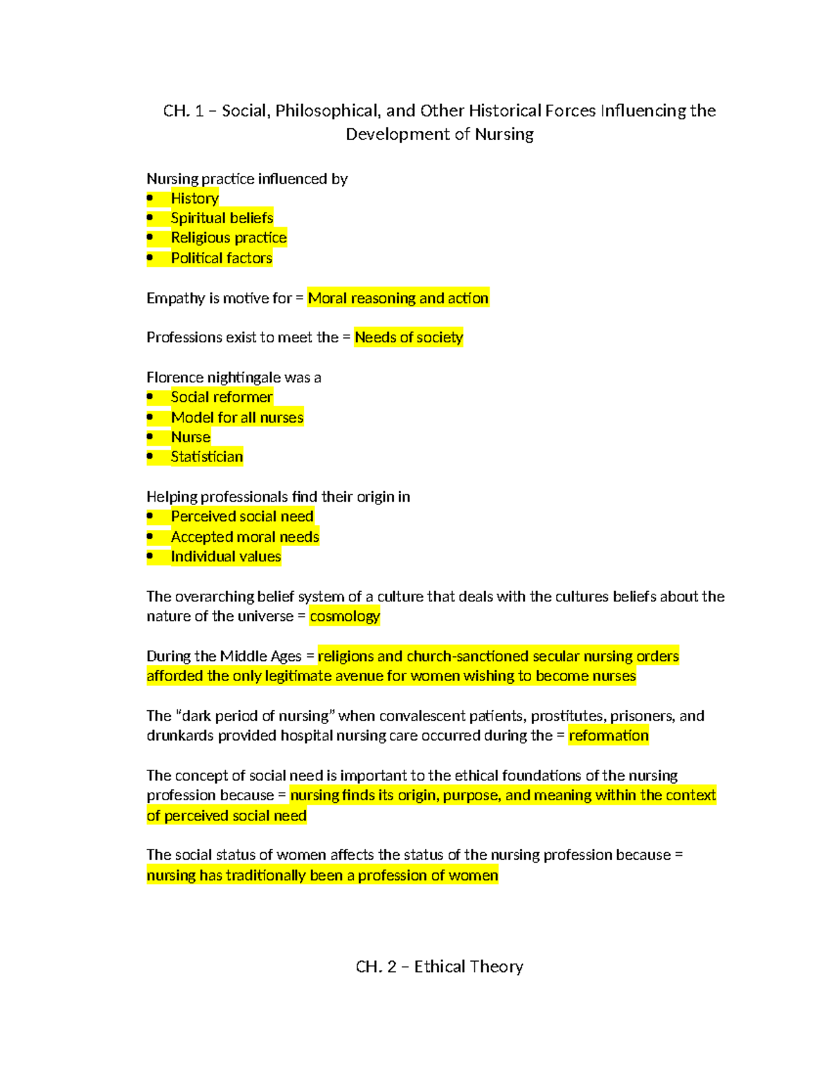 Exam 1 study guide - Legal and ethical issues in nursing - CH. 1 ...