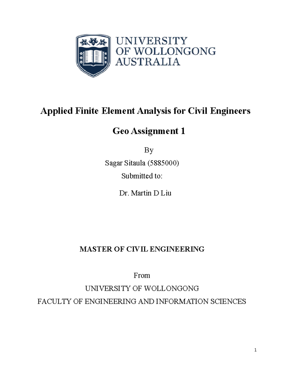 FEM - final assignment - Applied Finite Element Analysis for Civil ...