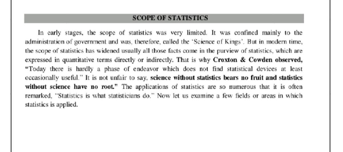 Scope of statistics - Statistics - Studocu