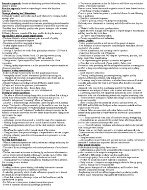 Exam 1 Cheat Sheet - Garvin’s definition of quality -There are ...