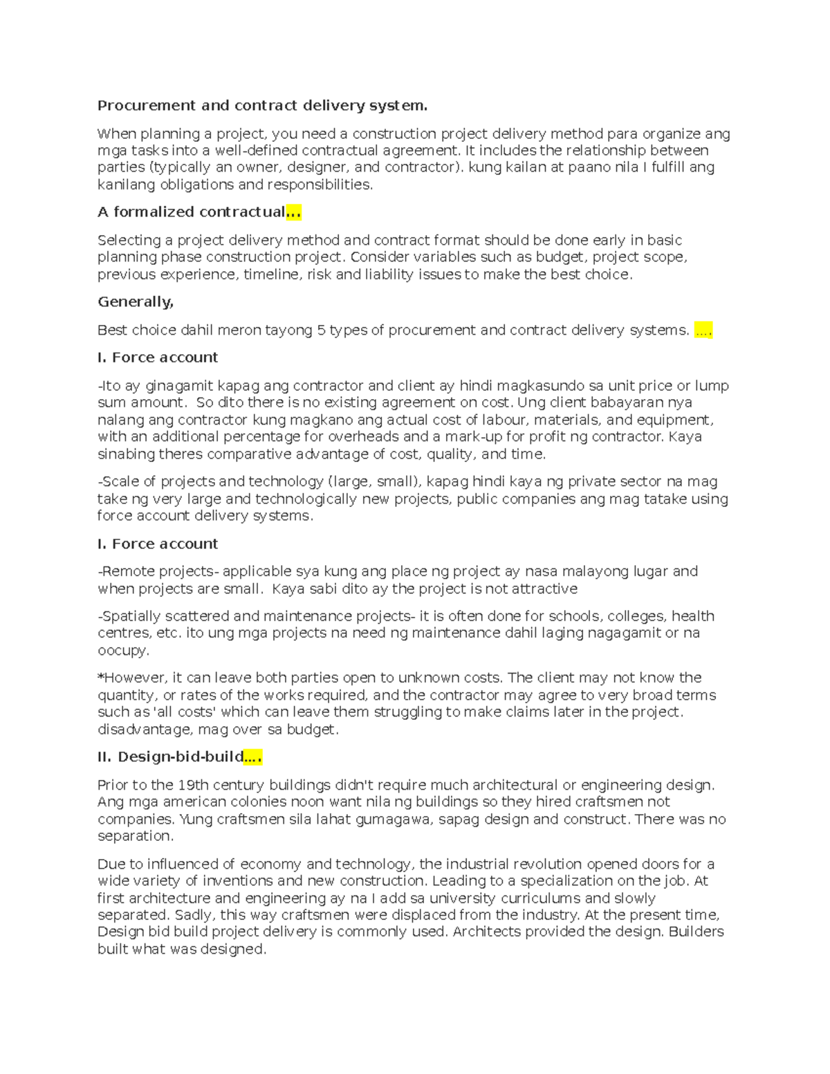 Explanation project management - Procurement and contract delivery ...