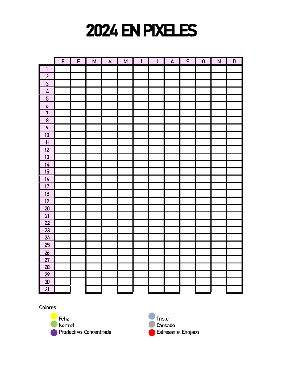 Año en pixeles - Actividad para hogar - Hogar - 2024 EN PIXELES Colores ...
