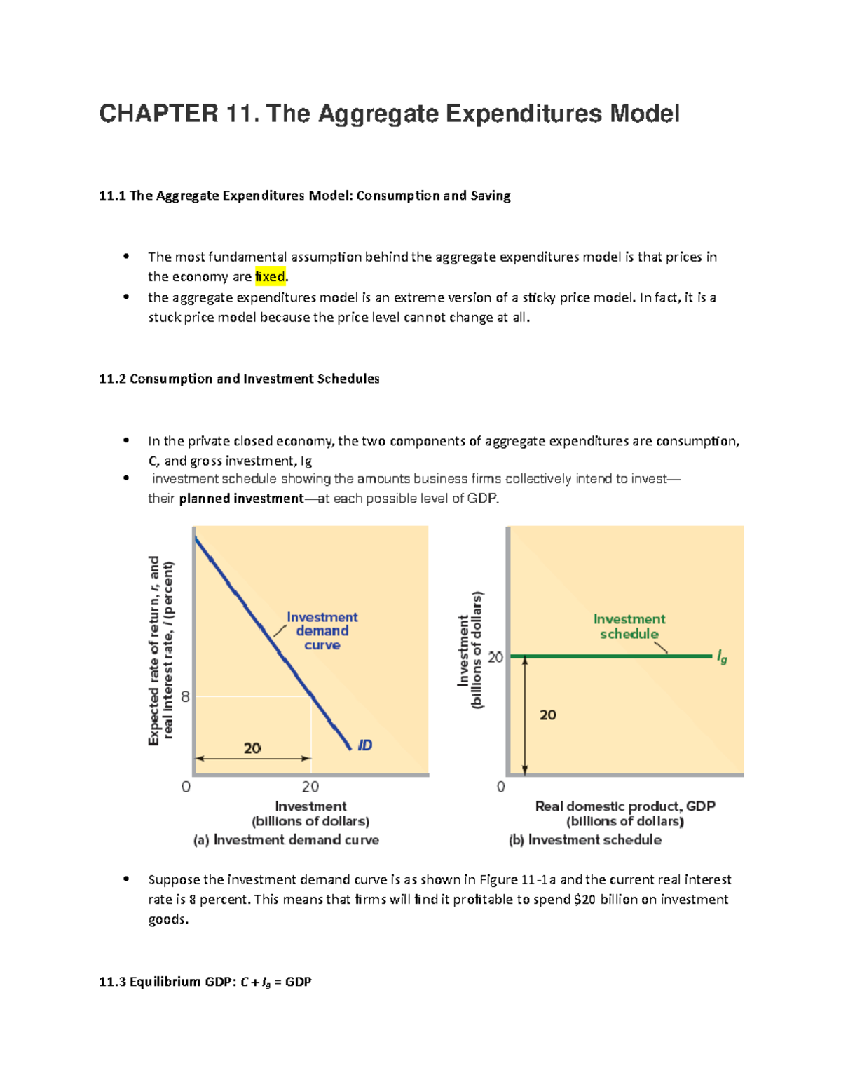 Chapter 11 - CHAPTER 11. The Aggregate Expenditures Model 11 The ...