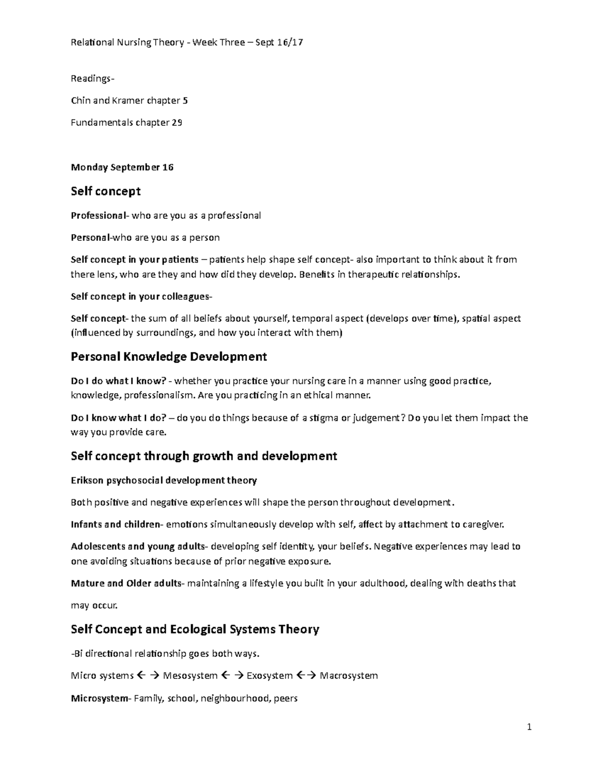 Relational Nursing Theory- Week Three - Readings- Chin and Kramer ...