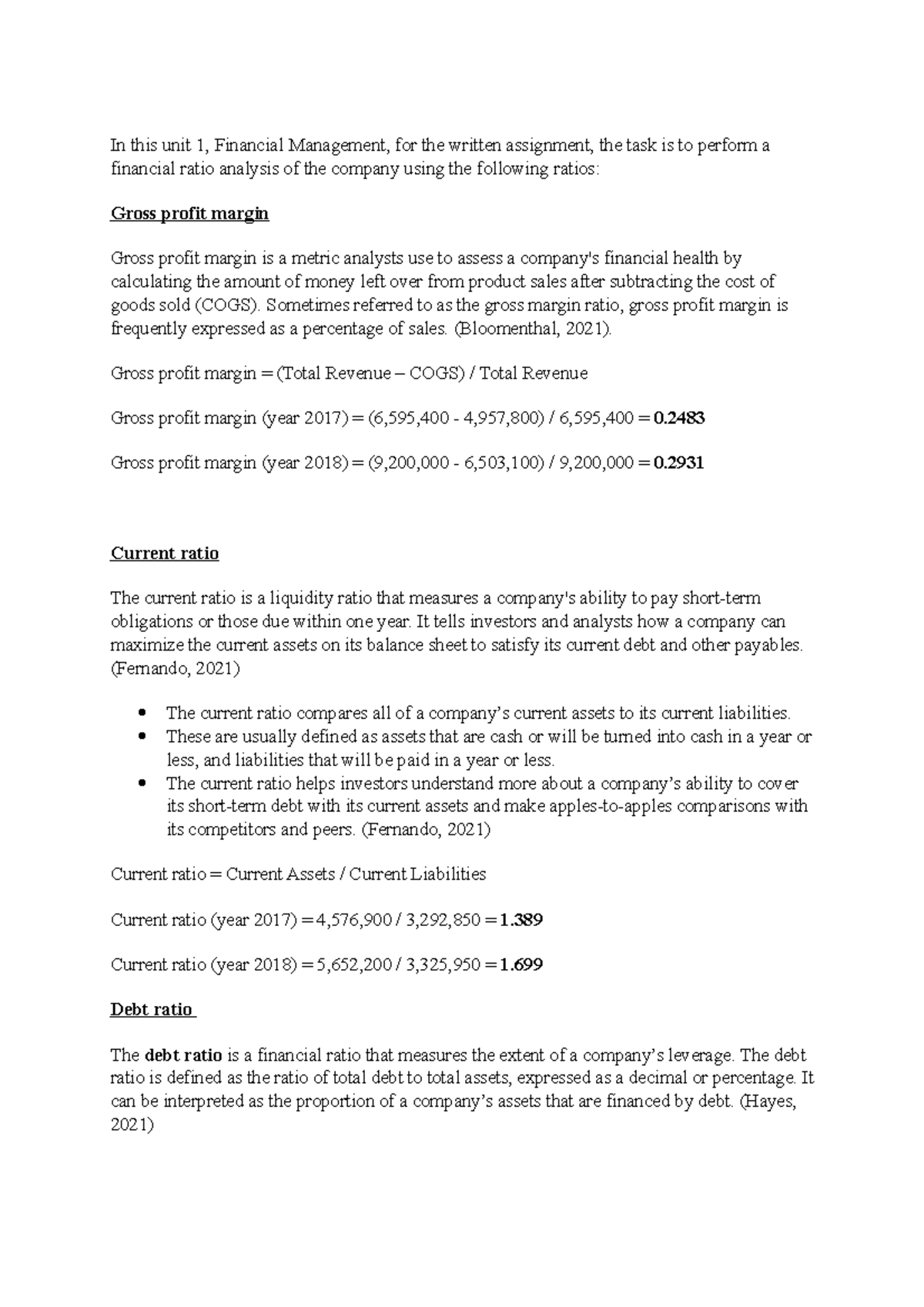 Written Assignment Unit 1, Financial Management - In this unit 1 ...