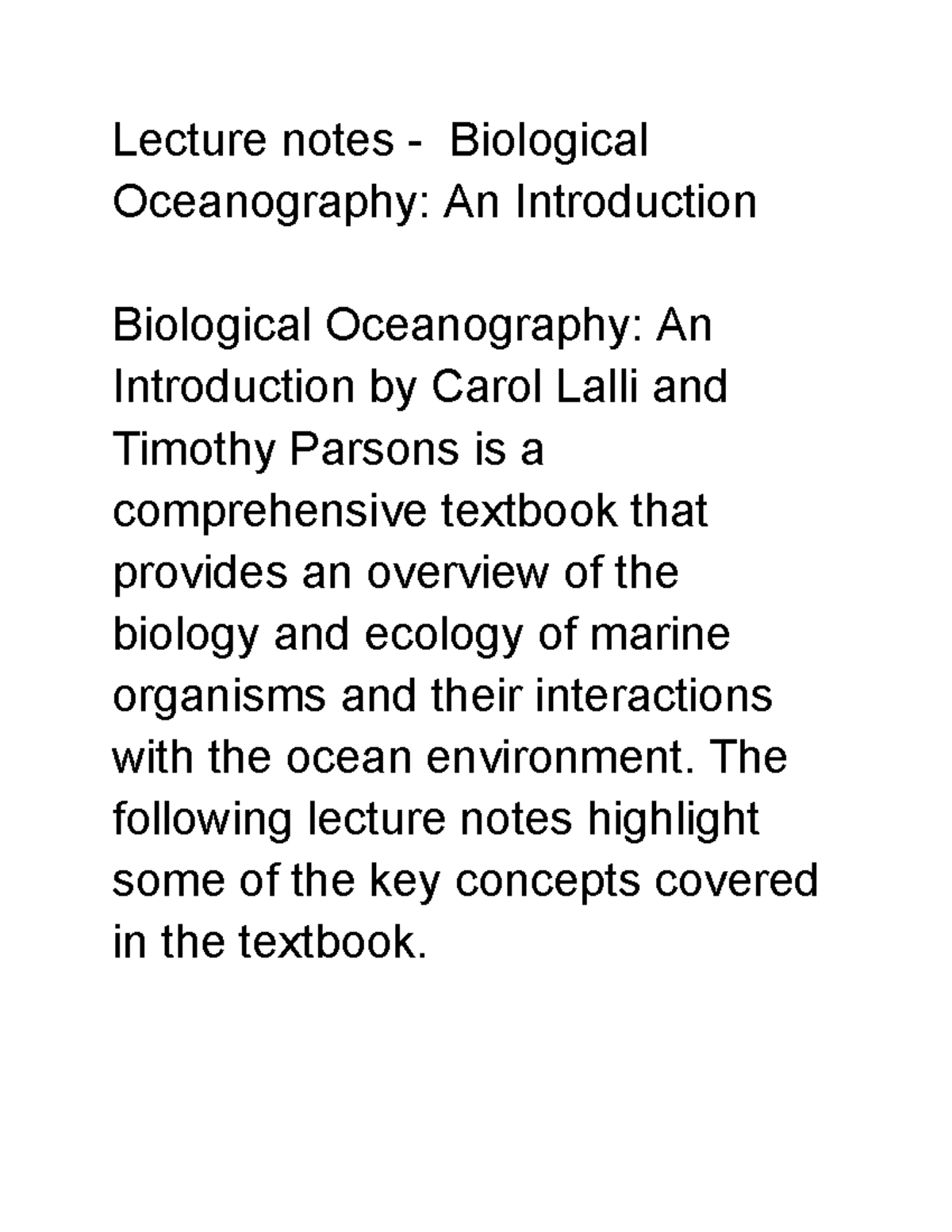 Lecture notes - Biological Oceanography An Introduction - Google Docs ...