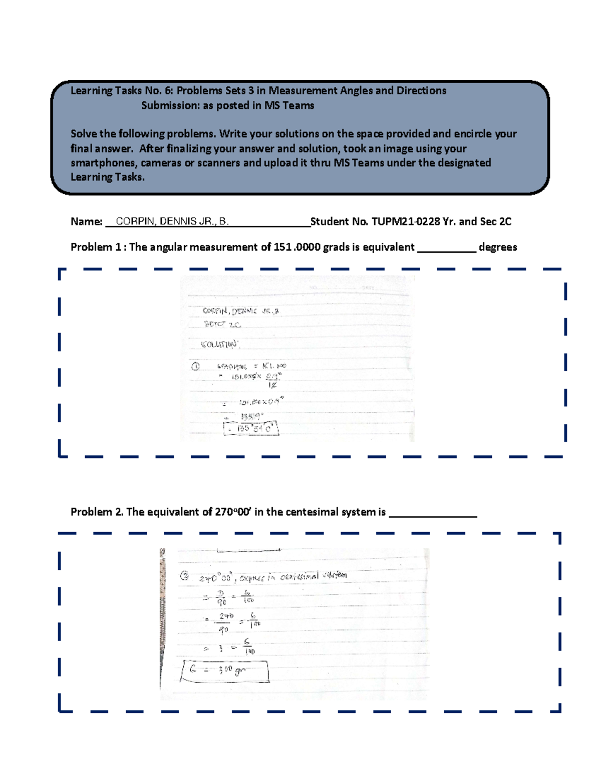 Corpin- Solution - None - Learning Tasks No. 6: Problems Sets 3 in ...