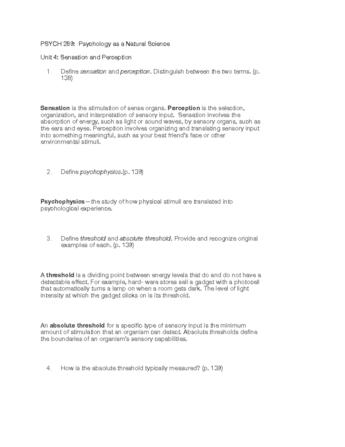 Unit 4 Psych 289 Psychology as a Natural Science - PSYCH 289 ...