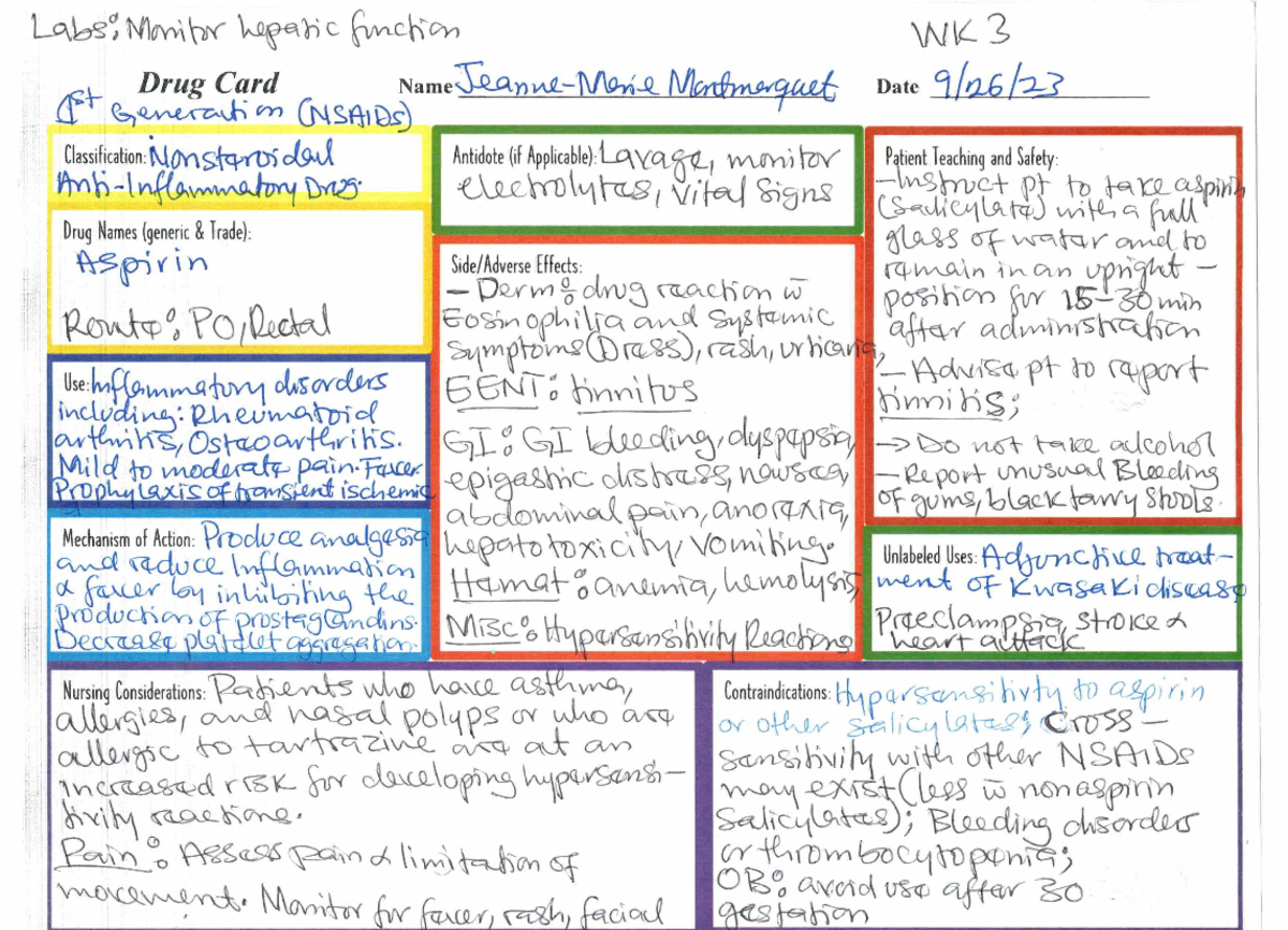 Pharmacology Week3-Drug Cards-02 - NSG 124 - Studocu